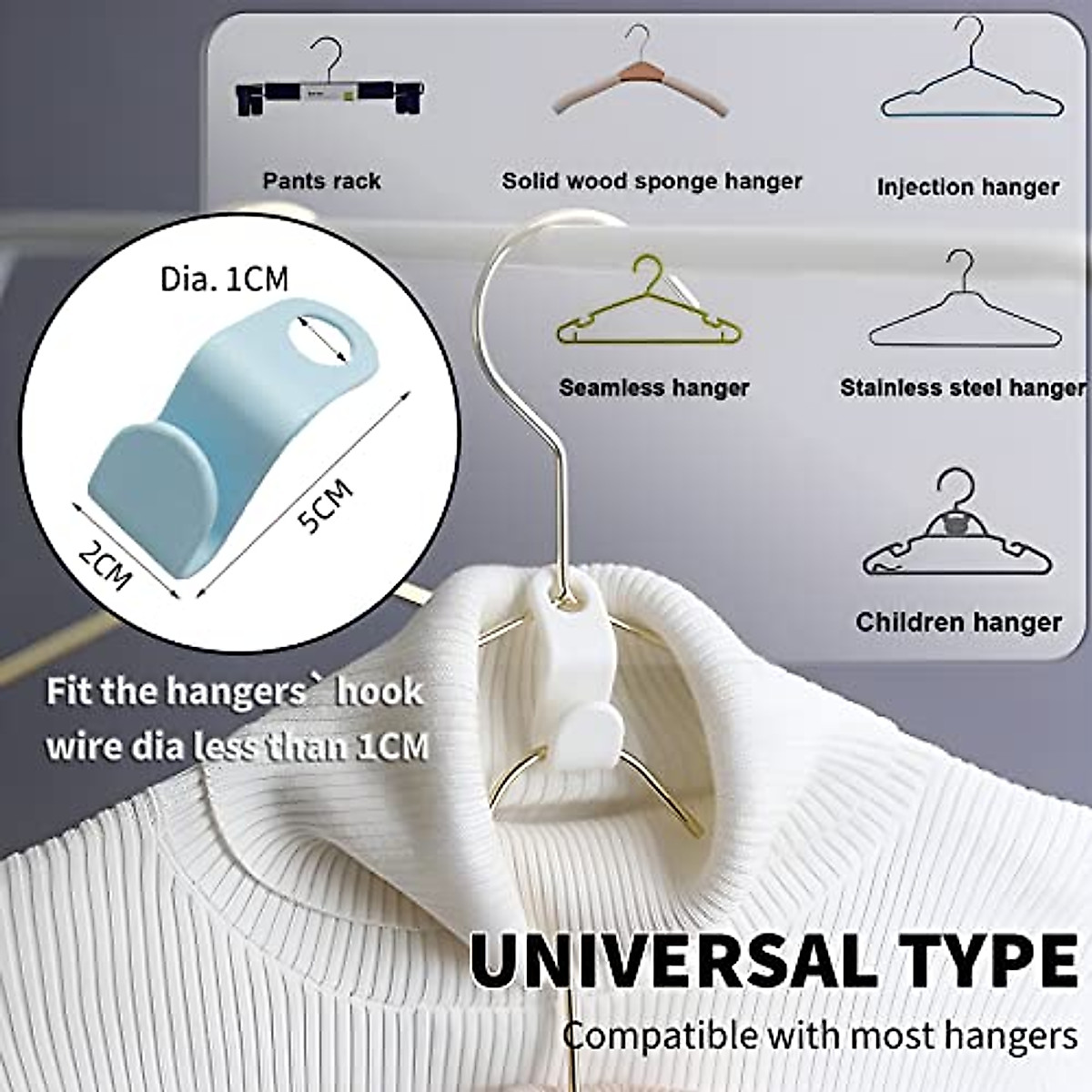 200PCS Clothes Hanger Connector Hooks, 4-Colors Hanger Extender Clips, Plastic Magic Hanger Hooks for Hangers Space Saving and Clothes Closet Organizer