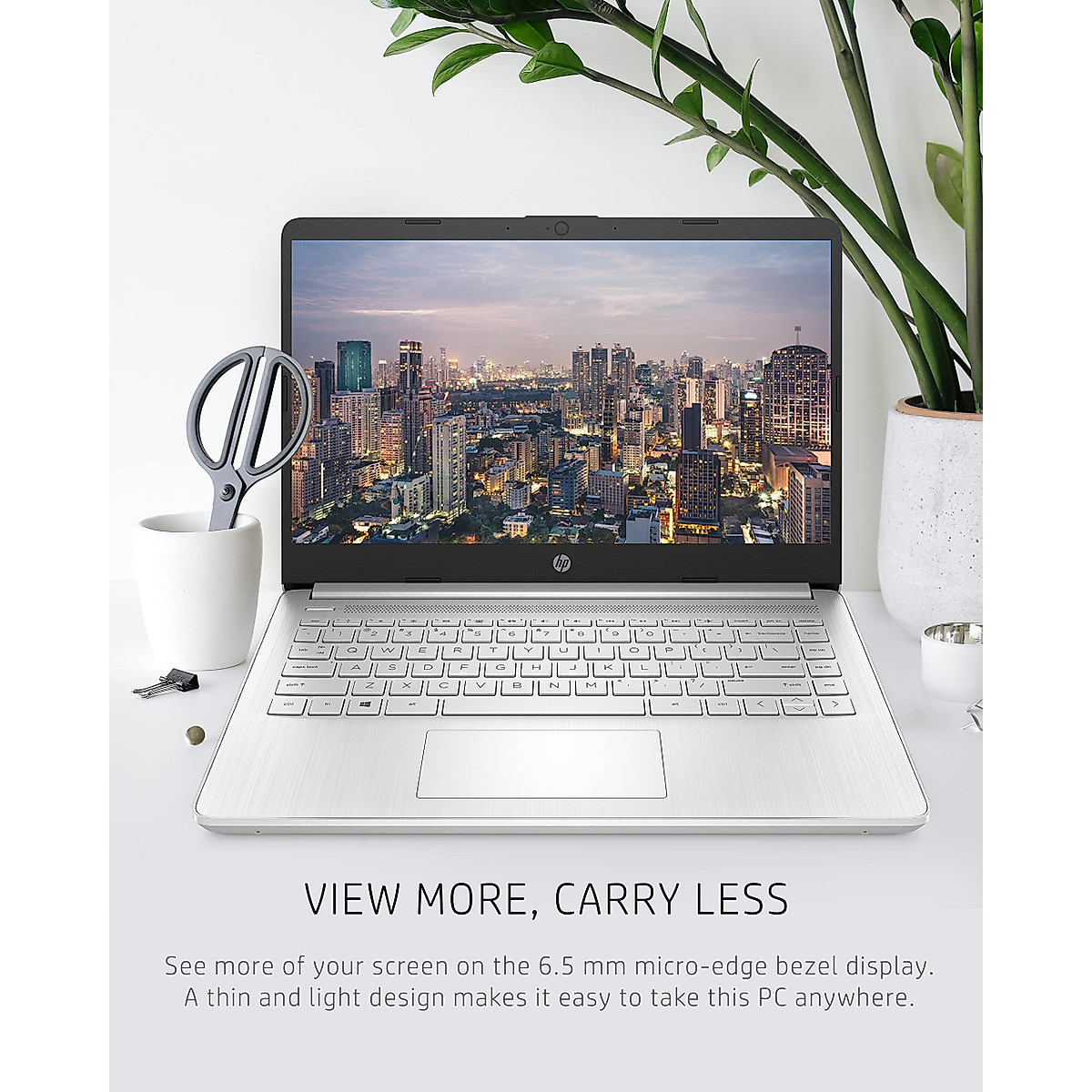 HP 14 inch Laptop, Intel Pentium Silver N5030 Processor, Intel UHD Graphics, 128 GB SSD, Windows Window 11 in S Mode (14-dq0090nr, Natural Silver)