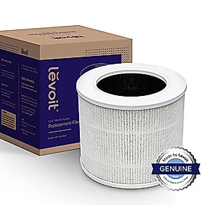 LEVOIT Core Mini Air Purifier Replacement Filter, 3-in-1 HEPA, High-Efficiency Activated Carbon, Core Mini-RF, 1 Pack, White