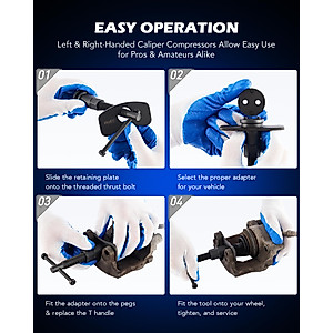 Orion Motor Tech Disc Brake Pad and Caliper Service Tool Kit | Professional Disc Brake Caliper Compression Tool Kit | Universal Disc Brake Caliper and Piston Wind Back Tool Set with Case