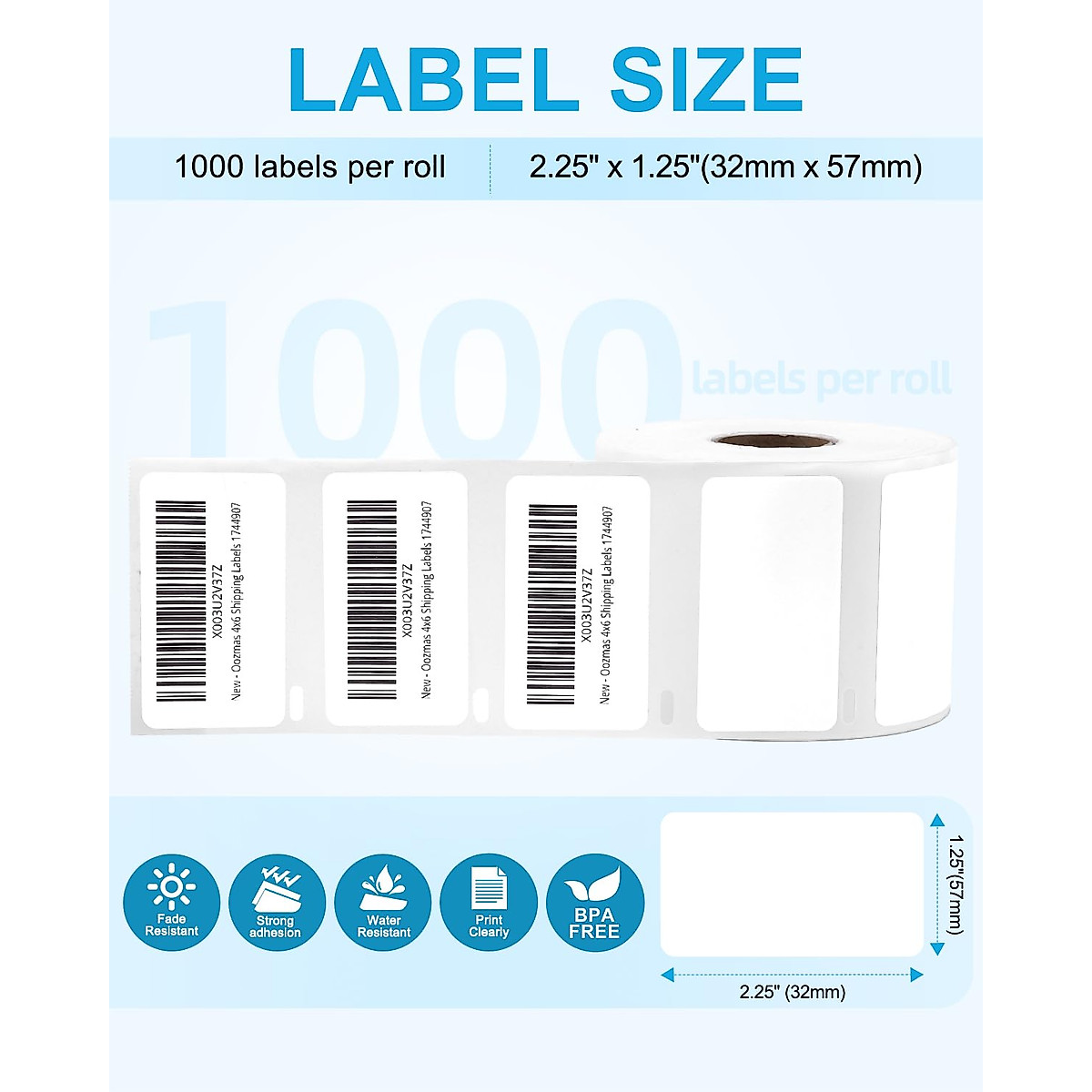 Replace Dymo Labelwriter 450 Turbo Labels 30334 Direct Thermal Labels 2.25" X 1.25”Compatible with DYMO 4XL, Rollo, Zebra Printer 2-1/4" x 1-1/4" LW Address Paper 1000 Labels Per Roll, 8 Rolls