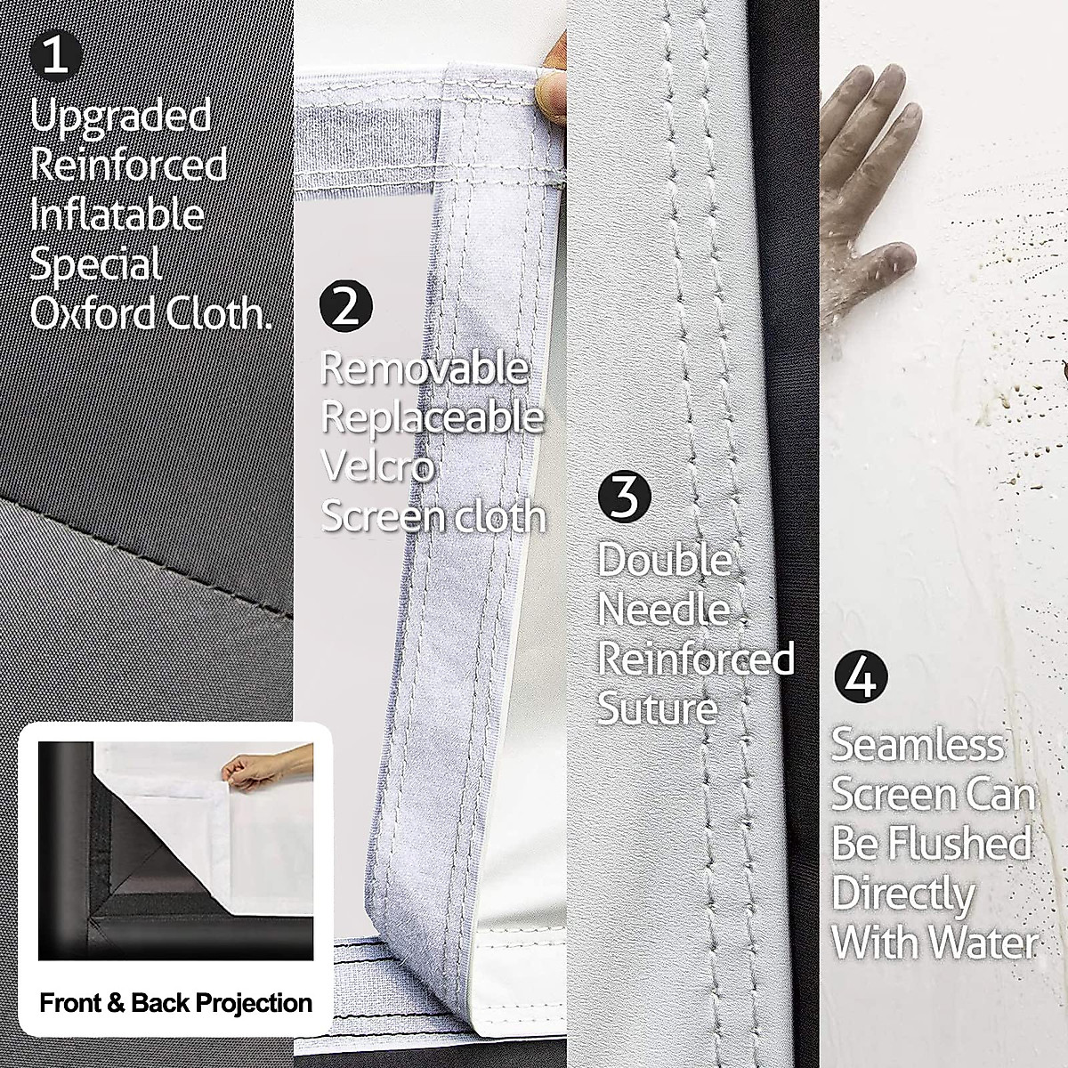 GYUEM 18 feet Inflatable Outdoor Projector Movie Screen - Package with Rope, Blower, Tent Stakes - Portable,Great for Outdoor and Indoor Party Backyard Pool Watch Movies