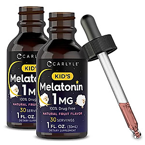Kids Melatonin Liquid | 1 fl oz | Two Pack | Natural Fruit Flavor | Drug Free | by Carlyle