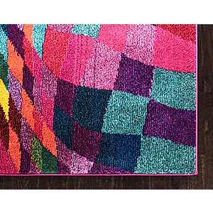 Unique Loom Estrella Collection Geometric, Abstract, Colorful, Modern, Eclectic Area Rug, 7 ft x 10 ft, Multi/Pink