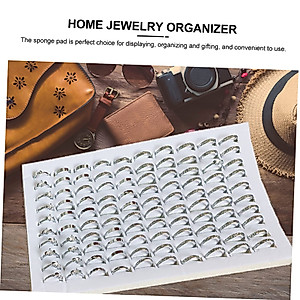 USHOBE 4pcs Box Jewelry Box Pad Ring Display Pad Jewelry Insert Pad Jewelry Dish Jewelry Tray Insert Foam Ring Holder Showcase Dsiplay Insert Ring Tray White Jewelry Rack Earrings Sponge