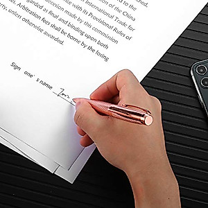 Nekigoen Ballpoint Pen with Gift Box for Men Women,Luxury Stainless Steel Retractable Pen Executive Home Office Use, and 2 Extra Refills Black Ink 1.0mm B2 (rose gold)