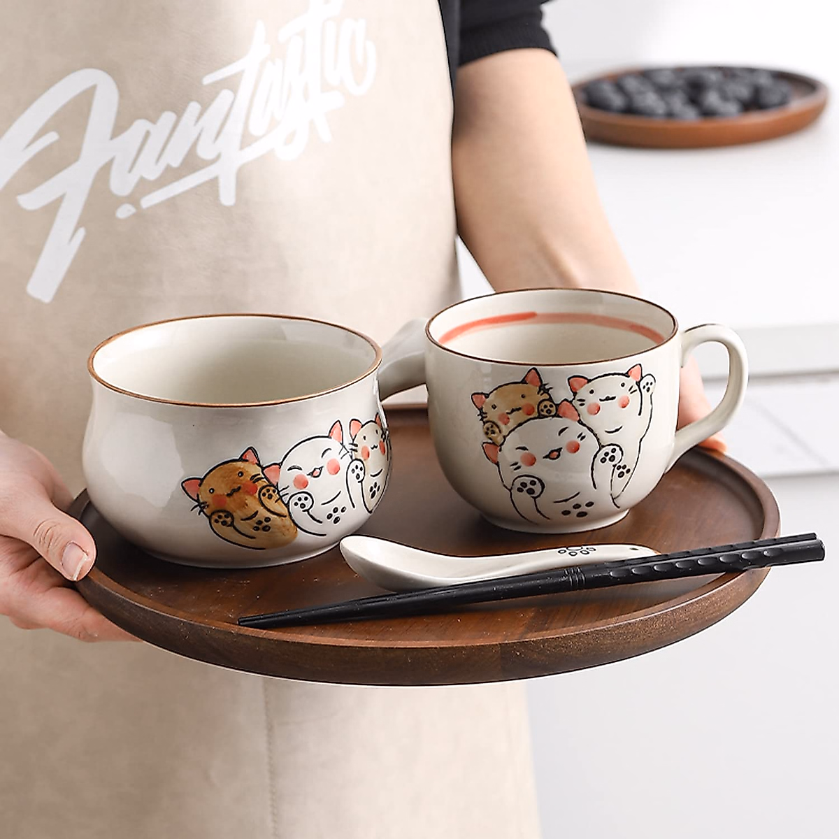 Gute 12 Inches Round Wood Tray, Wooden Tray for Table Centerpiece, Serving Tray, Candle Holder Tray for Coffee Table and Home Decor, Decorative Trays for Home Decor