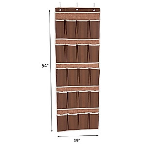 Amelitory Over the Door Shoe Organizer 20 Pockets Hanging Shoe Storage Fabric Coffee