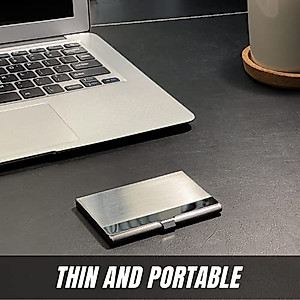 Sunplustrade Business Card Holder for Men and Women (Slim Minimalist Design Case, Stainless Steel Metal, Fits 18 Business Cards in Pocket)