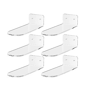 6 Sets Floating Shoe Shelves for Wall, Clear Acrylic Shoe Display for Sneakers Shoe Rack Extra Thick with Screws and Anchors, Wall Mounted Display Shoe Shelves (Transparent)