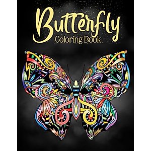 Butterfly Coloring Book: Large Print Butterfly Mandala Coloring Book / Mandala Designs For Stress Relief & Relaxation