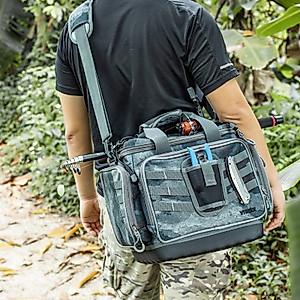 VISMIX Fishing Tackle Bag- Fishing Bag Large Water-Resistant Fishing Storage Bag with 2pcs 3600 Tackle Tray Boxes and Rod Holder