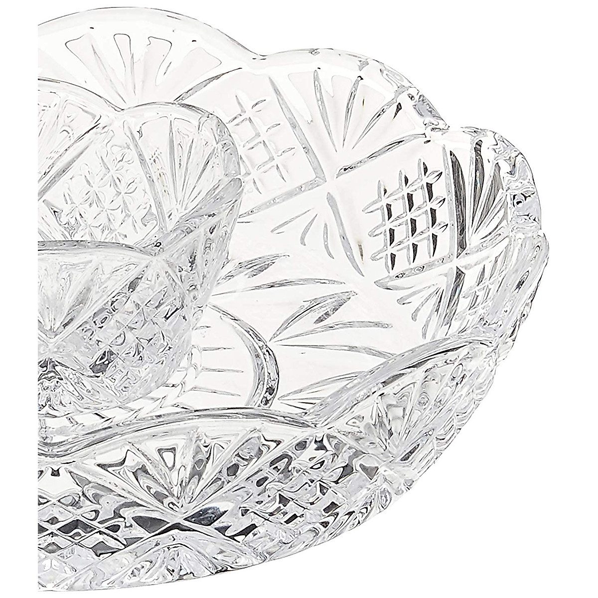Godinger Crystal Appetizer Serving Platter for Parties Chips and Dip or Snacks Hosting Plate