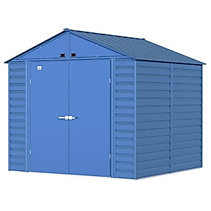 Arrow Shed Select 8' x 8' Outdoor Lockable Steel Storage Shed Building, Blue Grey