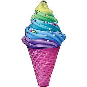 iscream Bubble Gum Scented Rainbow Swirl Cone Shaped 25" x 12" Microbead Pillow