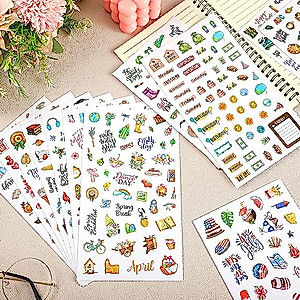 Perkoop 30 Sheets 1500+ Pieces Monthly Planner Stickers Vintage Seasonal Sticker Pack Holiday Calendar Stickers Planner Accessories Daily Journal Stickers for Journaling Scrapbook Budget, 15 Styles