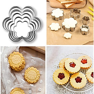 Strone Cookie Cutters, 20 Pcs Cookie Cutters Set Stainless Steel Multi-Size Biscuit Cutters Sandwich Fruit Cutting Shapes Heart, Star, Circle, Flower Metal Molds