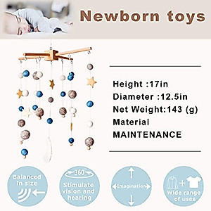 Baby Crib Mobile Wooden Wind Chime Bed Bell,Nursery Mobile Crib Bed Bell Baby Bedroom Ceiling Wooden Beads Wind Chime Hanging