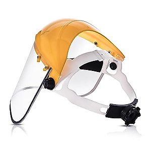 Katzco Clear Full Face Shield Visor Mask – Face And Head Coverage- Ideal For Automotive, Construction, General Manufacturing, Mining, Oil/Gas Uses