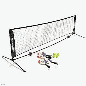 FILA Accessories Pickleball Net Set - Includes Pickleball Paddles Set of 4 with Regulation Size 4 Outdoor Balls & 10ft All Weather Mesh Net for Indoor or Outdoor Use - Lightweight, Quick & Easy Setup