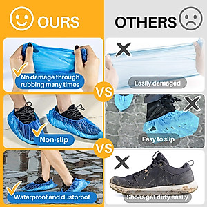 MAQIHAN 60 Pack (30 Pairs) Shoe Covers - Boot Covers Plastic Shoe Covers for Both Men and Women Disposable Waterproof Shoe Covers Fits All Sizes of Shoes for Hospital House Cleaning or Travel