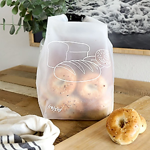 (re) zip Bread, Bagel, & Pantry Storage Bag | BPA-Free, Food Grade, Reusable, Machine Washable, Roll Top | Ideal for Keeping Bread & Baked Goods Fresh