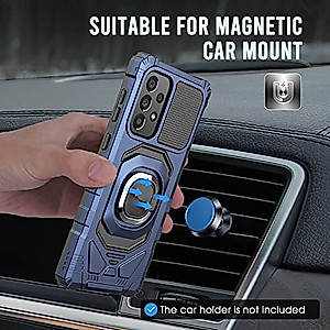 for Samsung Galaxy A53 5G | A53 5G UW Case: with Tempered Screen Protector & Built in 360° Adjustable Ring Kickstand Shockproof Protection TPU Bumper Armor Phone Cover for Samsung A53 - Blue