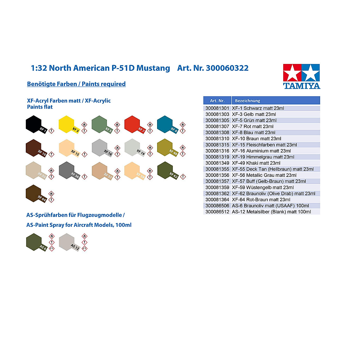 TAMIYA P-51D Mustang Hobby Model Kit (TM60322)