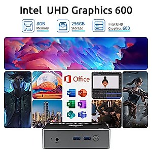 Bmax Mini PC 4-Core J4105 (up to 2.5 GHz) 8GB LPDDR4/256GB SSD 4K 60Hz Mini Desktop Computer Gigabit Ethernet Dual-Band Wi-Fi BT 5.0 HDMI 2.0 Micro Pc Mini Computer