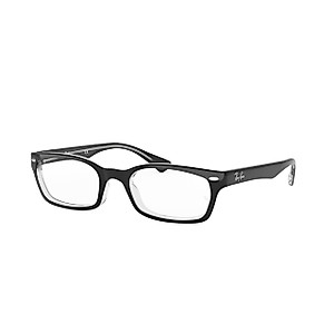 Ray-Ban RX5150 Rectangular Prescription Eyeglass Frames, Black On Transparent/Demo Lens, 50 mm