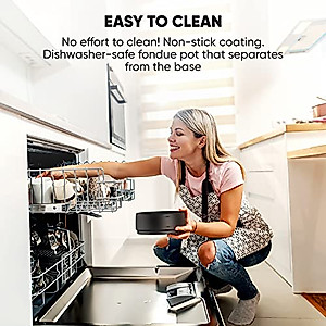 Homaider Electric Fondue Pot for Chocolate and Cheese - Fondue Set Includes 8 Dipping Forks, a High Power 800 Watt Fondue Melting Pot and Automatic Thermostat with Temperature Control