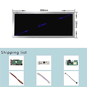 VSDISPLAY 12.3" 12.3 Inch 1920x720 FHD IPS LCD Screen HSD123KPW2-D10 with HD-MI USB SD Card LCD Controller Board VS-56S2 Multimedia Supports MP4