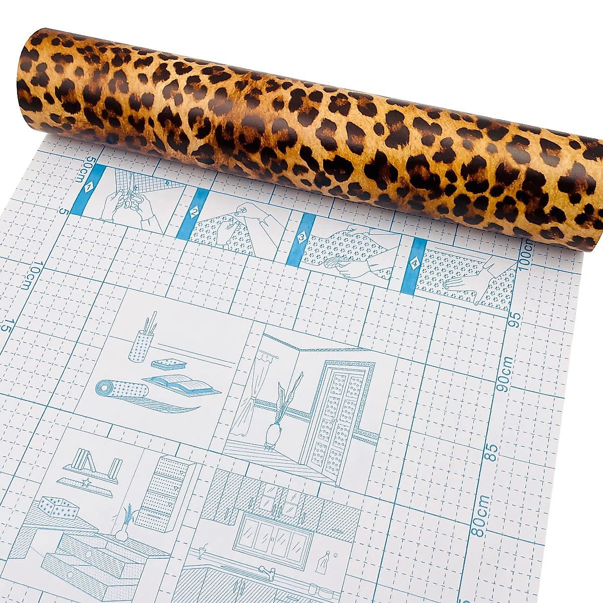 SimpleLife4U Sexy Leopard Print Self-Adhesive Shelf Drawer Liner Moisture Proof PVC Mat 45x300cm