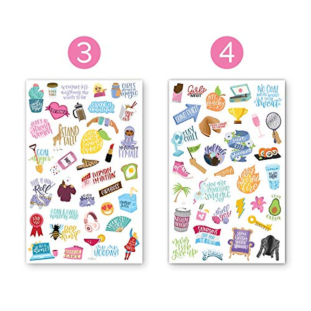 bloom daily planners Female Empowerment Planner Stickers - Variety Pack - 6 Sheets / 205 Girl Power Themed Stickers
