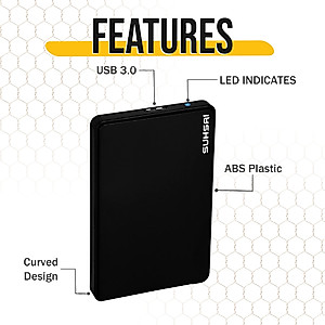 SUHSAI Portable External Hard Drive 1TB USB 3.0 Slim Pocket Size Hardisk Gaming Harddrive Storage and Data Backup Memory Extended 2.5" HDD for Xbox PS4 PS3 PC Games Mac Laptop Desktop (Black)