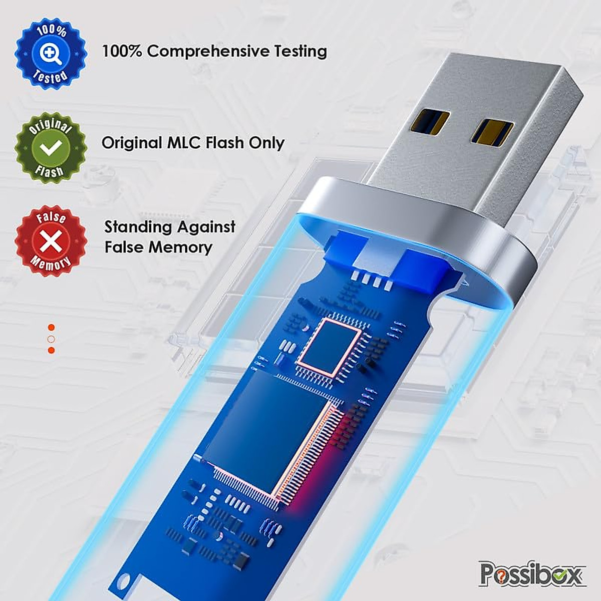 Possibox Customized Bulk USB 2.0 Flash Drives 4GB Personalized with Your Logo - for Promotional Use - 100 Pack