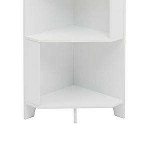 Yusong Bookshelf Corner Shelf Bookcase, Wooden 5-Tier Book Shelves Display Cabinet for Living Room,Bedroom,Bathroom, White