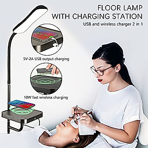 DEKITA LED Floor Lamp with Wireless Charger, 12W Reading Lamps Floor Standing ,3000-6500K Led Floor Reading lamp, Led Floor Lamps for Living Room with Remote Alexa Google Assistant