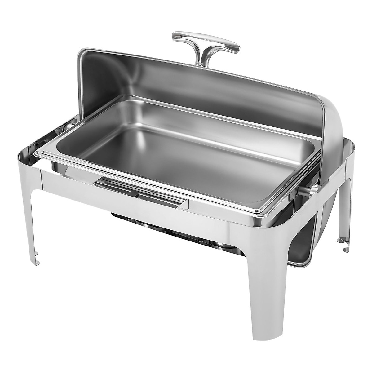 Roll Top Chafing Dish Buffet Set, 9.5 Qt Stainless Steel Rectangular Chafer Set with 2 Fuel Cans Warming Tray for Wedding, Parties, Banquet, Catering Events, Graduation