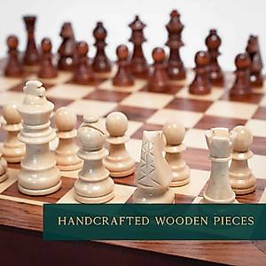 Nekko Premium Wooden Chess Sets for Adults & Kids, Handcrafted Polished Wooden Chess Pieces, 12 Inch Foldable Chess Board, Easy Carry Wooden Chess Set