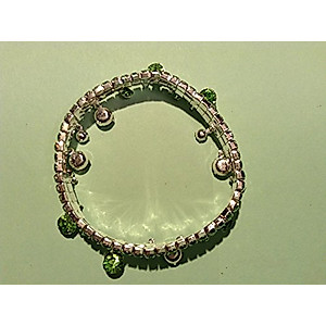 2 Silver plated clear, sapphire & clear,green stones dangling bracelet each $12