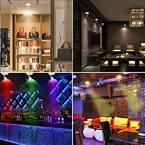 KINDEEP RGB Wireless LED Spotlight, Battery Operated Accent Lights, Indoor Mini Puck Light, Dimmable Uplight with Remote, 4000K Warm White, Stick on Wall Light with Rotatable Head, Silver, 2 Pack