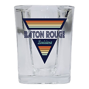 R and R Imports Baton Rouge Louisiana 2 Ounce Square Base Liquor Shot Glass Retro Design