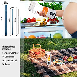 Portable Blender for Shakes and Smoothies Personal Small Drink Electric Blender Cup USB Rechargeable 380ml(13oz) and 6 Blades Shake Mixer Tarvel Mini Fresh Juice Blender Bottle with a Straw (black)