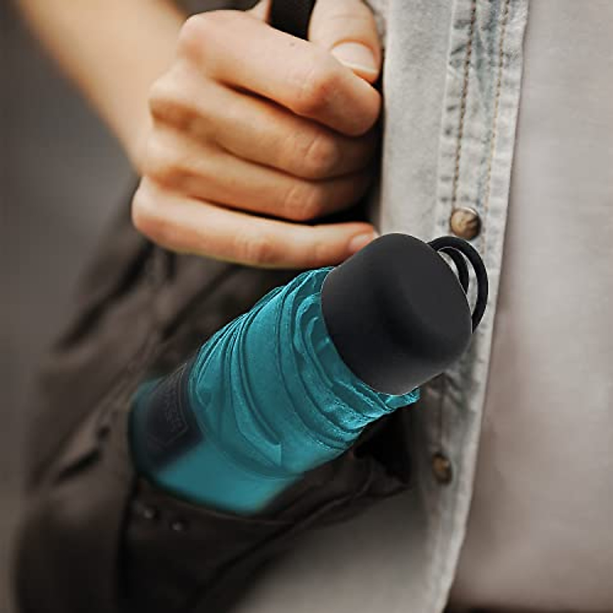 Lewis N. Clark Portable Mini Travel Umbrella, Windproof & Water Repellent Fabric, Manual Opening, 1 Year Warranty, Black