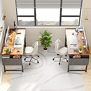 Office Desk - 55 Inch Computer Desk, Large Gaming Desk, Writing Desk with Storage and Hooks, Wood Desk for Bedroom, Executive Work Desk for Home Office, PC Gaming Table Desk, Rustic Brown