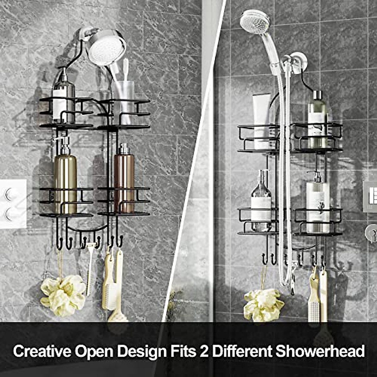 SRIWATANA Shower Caddy Hanging Over Head Shower Organizer and Bathroom Shelves Wall Mounted, Bundle