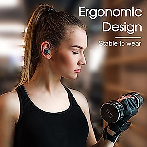 APEKX True Wireless Headphones, Update 5.1 Auto Pairing Touch Control HiFi Stereo Sound in-Ear Earphones Binaural Call Headset with Built-in Mic and Charging Case for Sports Running Black