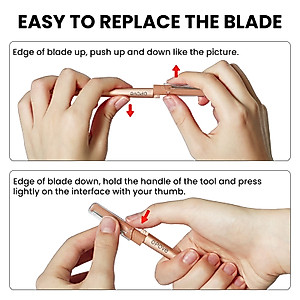 OPOVE Dermaplaning Tool Set,Professional Dermaplane Tools with 6 Refill Blades,Peach Fuzz Removal & Eyebrow Shaper–Face Shavers for Women,Facial Hair Razor Help Exfoliate and Smooth the Skin-Champagne