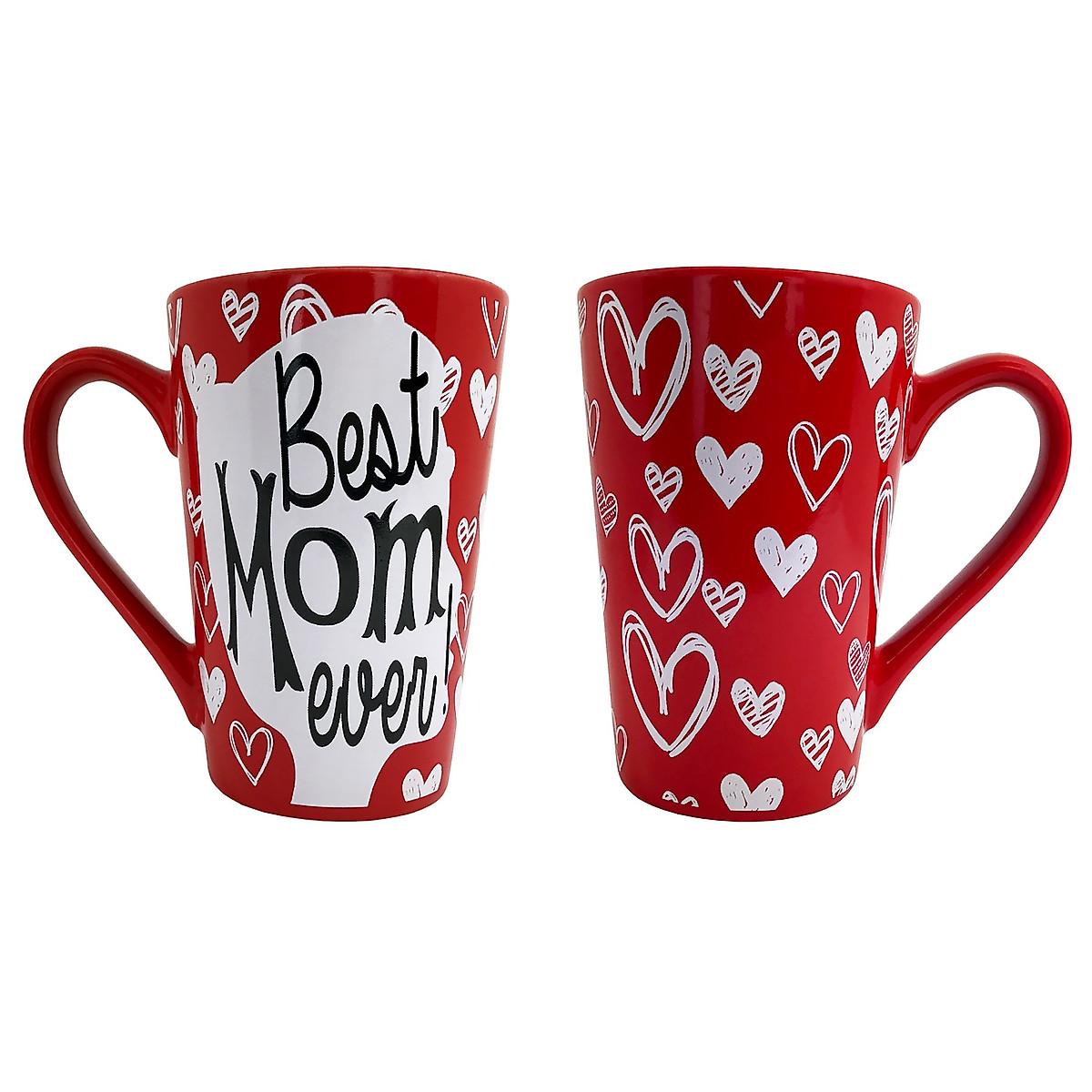 KINREX Best Mom Ever Mug – Valentines Day Gifts Mothers Day Gifts Coffee Cup for Women, Mother, Grandmother, Parent, Gift for Christmas, Birthday, Thanksgiving, Red, 12 oz. Novelty Tea Cups
